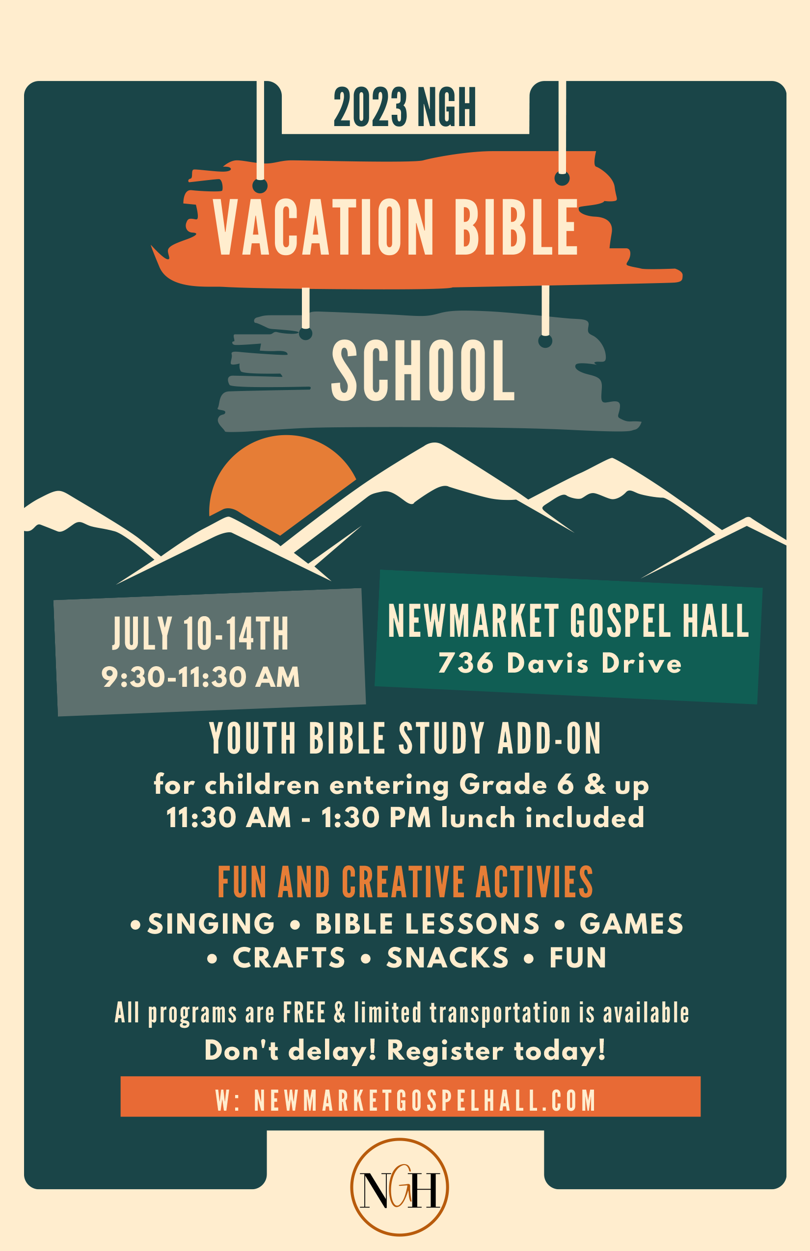 Vacation Bible School 2023 – July 10th – 14th – Newmarket Gospel Hall